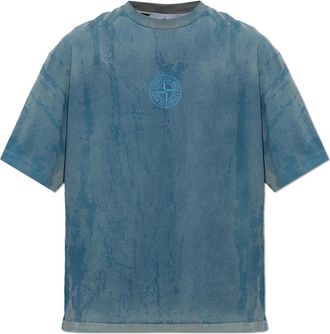 Stone Island T-Shirt mit Print-Logo - - Tops - Herren - Blau - S
