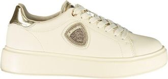 Blauer Beige Leder Damen Sneaker