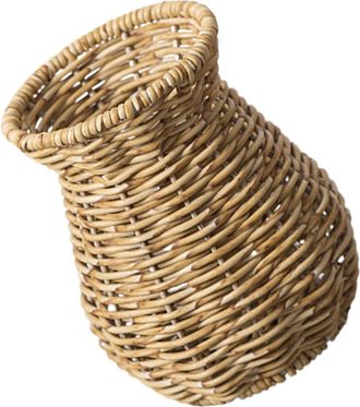 Luxshiny Geflochtene Dekorative Plastikvase F&uuml;r Wohnkultur Und B&uuml;ro in Rattanoptik Mit Abgerundeten Kanten