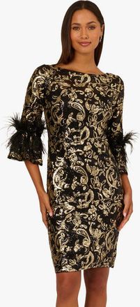 Adrianna Papell Abendkleid Sequin Embroidered Midi Dress Flügelärmel und Pailletten