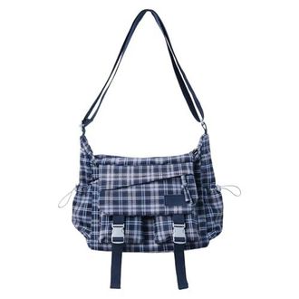 Generic Sac &agrave; bandouli&egrave;re polyvalent en nylon pour femme, grande capacit&eacute;, sac fourre-tout &eacute;l&eacute;gant &agrave; carreaux, multi-compartiments pour voyage, rendez-vous, t