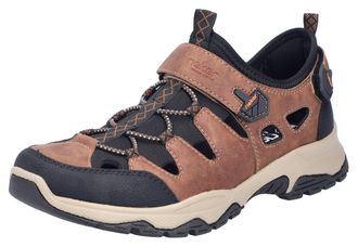 Rieker Slip-On Sneaker RIEKER, Herren, Gr. 42, braun (braun, schwarz), Lederimitat, Textil, Schuhe, Schlupfschuh, Trekkingschuh, Outdoorschuh mit luftigen Lo