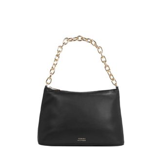 Tommy Hilfiger Schwarze Leder-Umh&auml;ngetasche - - Bags - Damen - Schwarzk - ONE SIZE