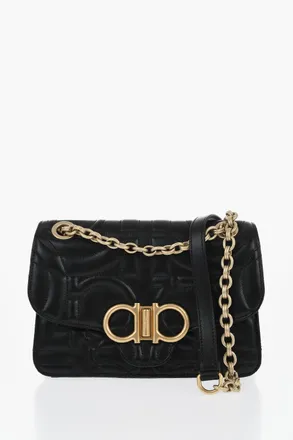 Ferragamo Quilted-Effect Leather Shoulder Bag With Gold Gancini Detail Salvatore Ferragamo
