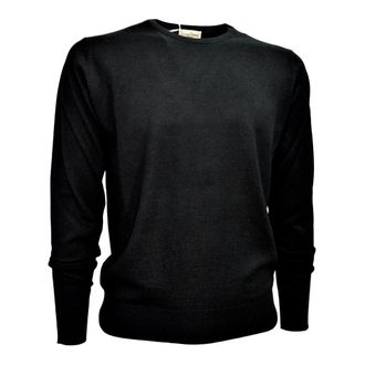 Cashmere Company M&auml;nner Creweck Pullover Wolle und Seide - - Knitwear - Herren - Schwarzk - 5XL