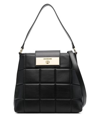Love Moschino sac port&eacute; &eacute;paule matelass&eacute; &agrave; plaque logo - Noir