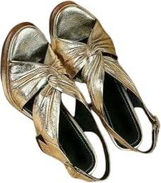 Generic YUJIEBB Chaussures de printemps et d&eacute;t&eacute; pour femme avec talon bloc et sangle arri&egrave;re, dor&eacute;, 35.5 EU