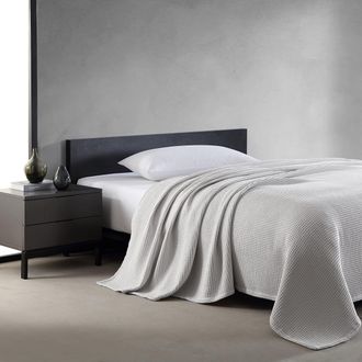 Vera Wang Kingsize-Decke, luxuriöse Baumwoll-Bettwäsche, superweiche Essentials mit Waffelmuster (Waffleweave Grey, King)