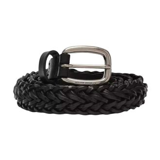 Golden Goose Femme, Accessoires, Noir, Taille: 100 CM Ceinture en Cuir Tress&eacute; Noir Houston