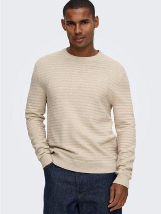 Only & Sons Rundhalspullover ONSLOUI LS STRUCTURE CREW REG NOOS Baumwollmischung, regular fit