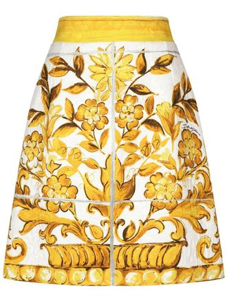 Dolce & Gabbana jupe crayon &agrave; imprim&eacute; Majolica - Jaune