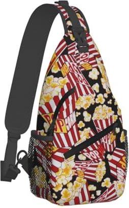 Generic Sacoche Homme Bandouliere Impression Popcorn L&eacute;ger Sac &agrave; Bandouli&egrave;re R&eacute;glable Sac DEpaule pour Cyclisme Femme Voyage