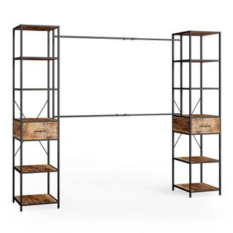 Vicco Kleiderschrank Fyrk, Fl&uuml;gelt&uuml;renschrank, Eiche rustikal/Schwarz, 180 x 187 cm