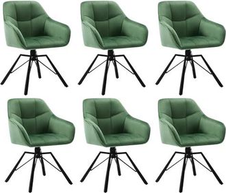 Woltu Chaise Pivotante &agrave; 360&deg;, Lot de 6, Chaise Salle &agrave; Manger Scandinave, en Velours, Assise Rembourr&eacute;e, Pieds en M&eacute;tal, Vert Fonc&eacute;