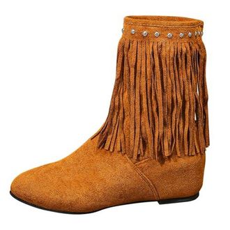 Generic Bottines Femme &agrave; Franges Daim Talon Plat Bottes Courtes R&eacute;tro Style Boh&egrave;me Western Semelle Antid&eacute;rapante L&eacute;g&egrave;res Chic et Elegant Boots Chaussures D&eacute;co