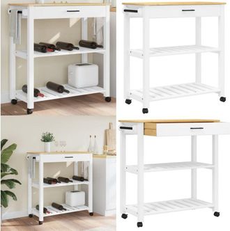 vidaXL K&uuml;chenwagen monza 84x40x90 cm Massivholz Kiefer - Holz K&uuml;chenschrank - Vintage K&uuml;chenstil - K&uuml;cheninsel - Mobile Speisekammer - Holzk&uuml;chenm&ouml;bel