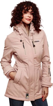 Marikoo Damen Softshelljacke (XS-3XL) mit Kapuze - Wasserabweisend, Fleece innen, Tasche am Arm, Mantel, Warme Jacke Frauen B614 (XS, Rosa)