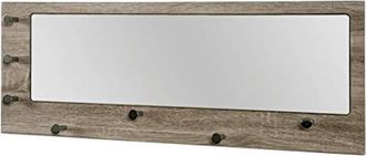 Haku Möbel Wandgarderobe Chrom, Eiche trüffel, MDF, Metall, Spiegel - Maße: B 80 cm x H 30 cm x T 6 cm, Style: Modern