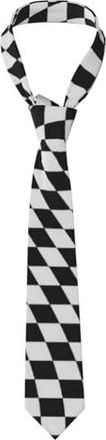 Generic Cravate Homme Damier Noir Et Blanc &Agrave; Carreaux Ondul&eacute;s Cravate De Mariage Classique Moderne DAffaires Cravatte, Pour Travail, F&ecirc;te, Mariage