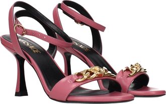 Versace Leather Chain-Detail Sandal Heel - Pink