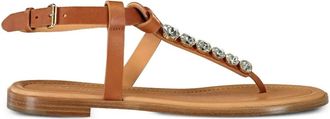 Giambattista Valli Crystal leather flat sandals - Braun