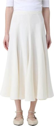 Fabiana Filippi Femme, Jupes, Beige, Taille: 38 FR ALine Linen Midi Skirt
