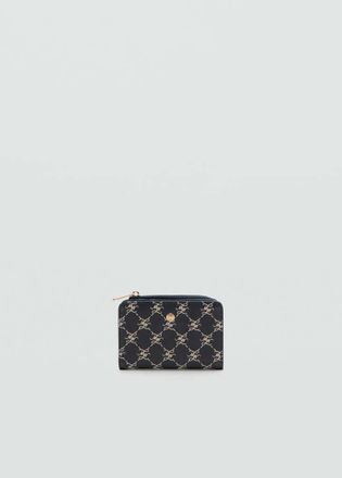 Mango Portefeuille moyen imprim&eacute; logo bleu marine - Femme - Taille unique - MANGO