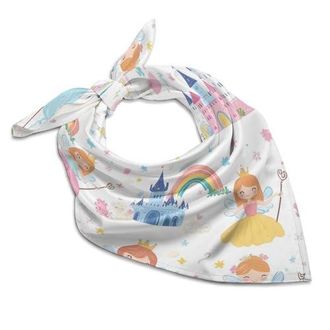 Generic Écharpe carrée en soie de dessin animé princesse - Écharpe légère - Château mignon - Écharpe pour cheveux respirante - Cadeau pour femme et homme, mul