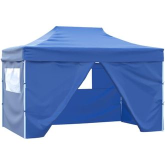 vidaXL Tente pliable avec 4 parois lat&eacute;rales 3 x 4,5 m Bleu