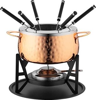 Mäser 931931 Fondue Set für 6 Personen, ideal für Fleischfondue, 11-teiliges Fondueset in Farbe Kupfer inklusive Fonduegabeln und Fonduebrenner, im hübschen