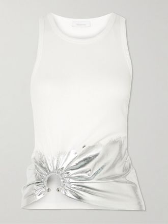 Paco Rabanne D&eacute;bardeur En Jersey De Coton Stretch C&ocirc;tel&eacute; M&eacute;tallis&eacute; &Agrave; Ornement - Blanc