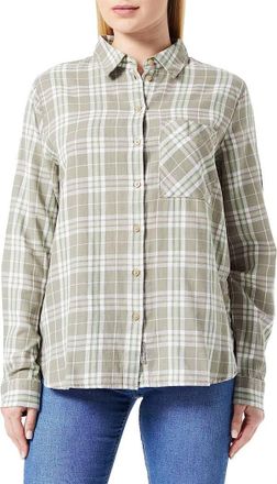 Camel Active Damen Karobluse im Baumwoll-Leinen-Mix Khaki, Womenswear-XXL