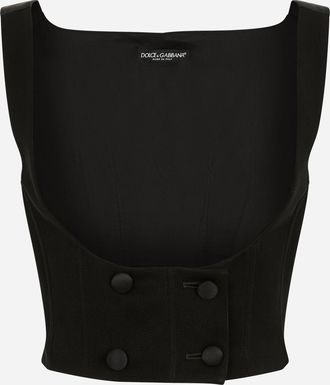 Dolce & Gabbana Zweireihige Weste Aus Wolle Mit Rundhalsausschnitt - Frau Blazer Schwarz 38