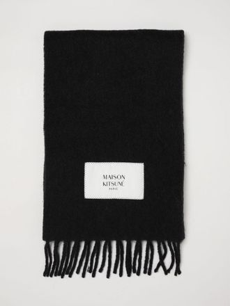Maison Kitsun&eacute; &Eacute;charpe en laine avec patch logo et finitions frang&eacute;es