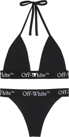 Off-white bikini &agrave; bande logo - Noir