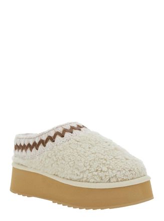 Mou Womens White Mules With Braided Detail Sheep