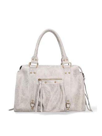 Gave Lux Sac &agrave; bandouli&egrave;re pour femme en daim v&eacute;ritable. Produit artisanal. Fabriqu&eacute; en Italie GLX220609023FBG Cuir Clair 41 x 28 x 13 cm, gris, Taille unique