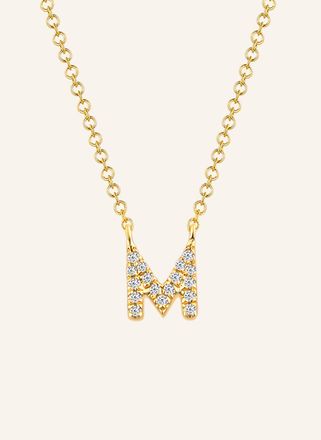 Leaf Initialien Halskette M Aus 14 Karat Gelbgold Mit Diamanten gold