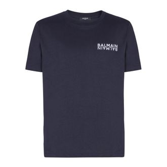 Balmain T-Shirt mit Aufdruck - - Tops - Herren - Blau - XS