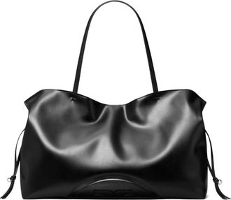 Tory Burch Femme, Sacs, Noir, Taille: ONE Size Embossed Logo Drawstring Tote