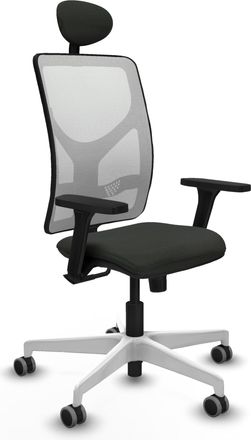 Piqueras y Crespo Gepolsterter Stuhl, schwarz, mit 3D-Armlehnen, h&ouml;henverstellbarer Lendenwirbelst&uuml;tze und festem Kopfteil, ausgestattet mit Sincro 3 Positionen und Sch