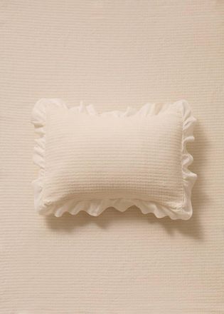 Mango Housse de coussin mini berceau coton jacquard volants lit 30x40 cm blanc cass&eacute; - Home - 30x40cm - MANGO HOME