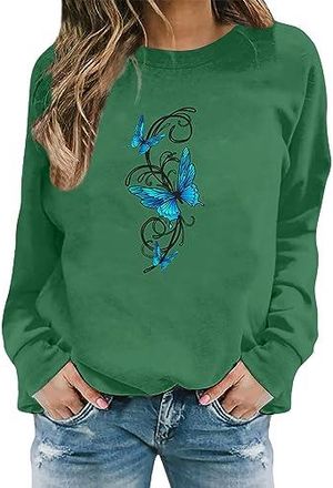 Generic Pull pour femme - Imprim&eacute; graphique britannique - Haut surdimensionn&eacute; &agrave; col rond - Manches longues - Automne - Hiver - D&eacute;contract&eacute; - Confortable - Ten