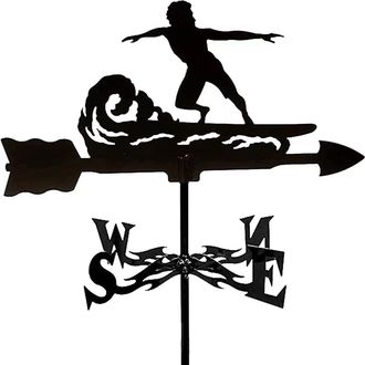 Generic Schwarze Wetterfahne aus Metall Zur Anzeige der Windrichtung Im Au&szlig;Enbereich f&uuml;R Hof Garten Bauernhaus Scheune Schuppen oder Terrasse(G15)