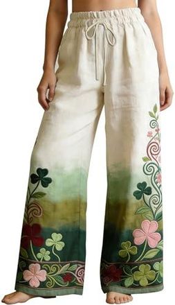 Generic HUIFUAO Pantalon de la Saint-Patrick pour femme - Pantalon tr&egrave;fle amusant - Costume irlandais de la St Paddys Day - Pantalon de tr&egrave;fle irlandais - Tai