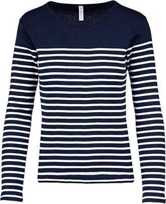 Kariban Damen T-Shirt, Gestreift, Navy-Weiß Gr. S