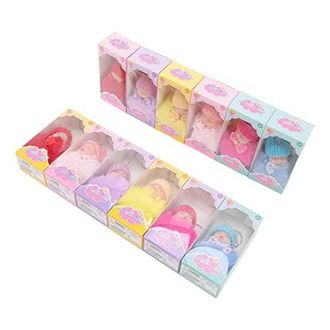 Generic Adorables Porte-Cl&eacute;s &agrave; Pompon pour b&eacute;b&eacute;, Poup&eacute;e Endormie, pour Cl&eacute;s de Voiture, Portefeuilles, Forme 3D, Paquet de 12, en PVC, Peluche, M&eacute;tal, Sc&egrave;ne A