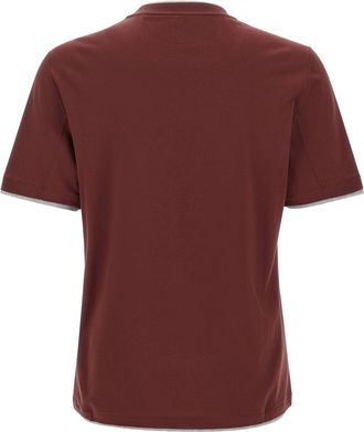 Brunello Cucinelli Faux-Layering Cotton T-shirt - Burgundy