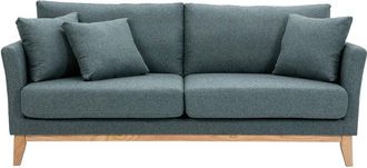 Miliboo Miliboo - Canapé scandinave déhoussable 3 places en tissu vert de gris et bois clair oslo
