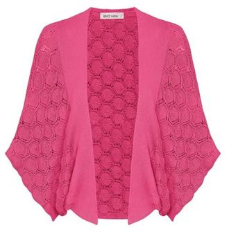 Grace Karin Grace Karin - Gilet femme - Manches courtes - Style chauve-souris - Face ouverte - Plage - &Eacute;l&eacute;gant - Bol&eacute;ro - Veste en tricot, rose, S